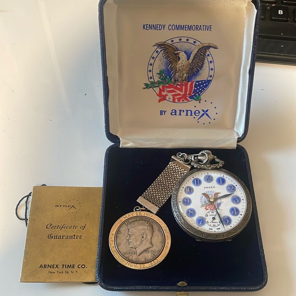 Vintage Jfk Commemorative Pocket Watch - Gem